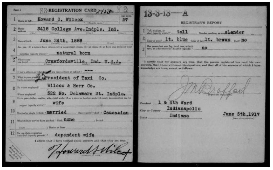 Draft Card - Howdy Wilcox | First Super Speedway